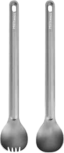 Amazon.com: Ti Long Handle Cutlery Spoon Spork Set Lightweight - Easy ...
