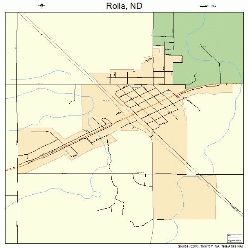 Large Street & Road Map of Rolla, North Dakota ND - Printed poster size ...