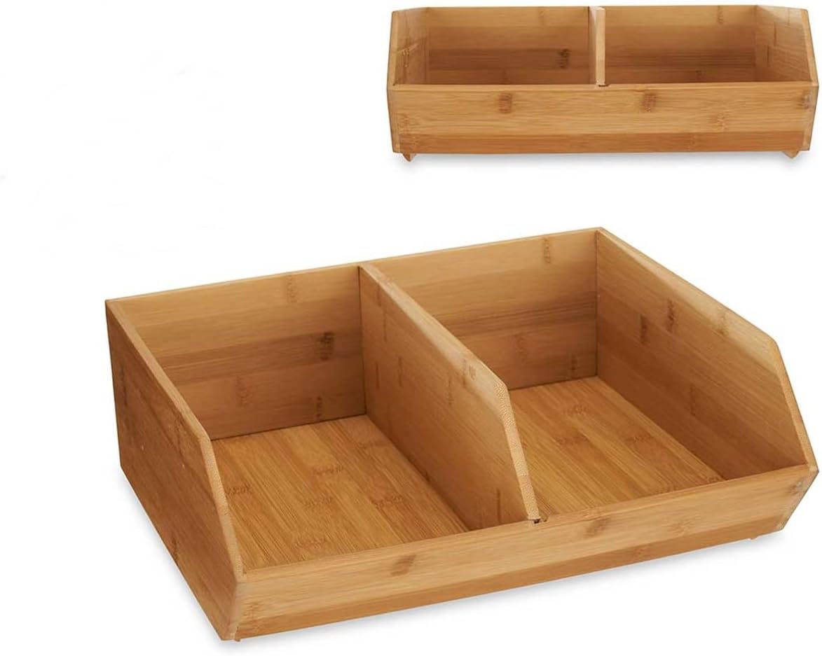 Kitchen Organizer Bamboo Stackable Wood Vegetable Storage Container for ...