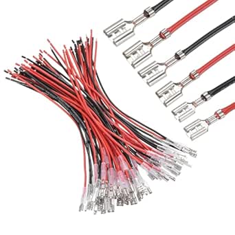 uxcell 60Pcs Female Spade Crimp Terminal with Insulating Sleeve 2.8mm ...