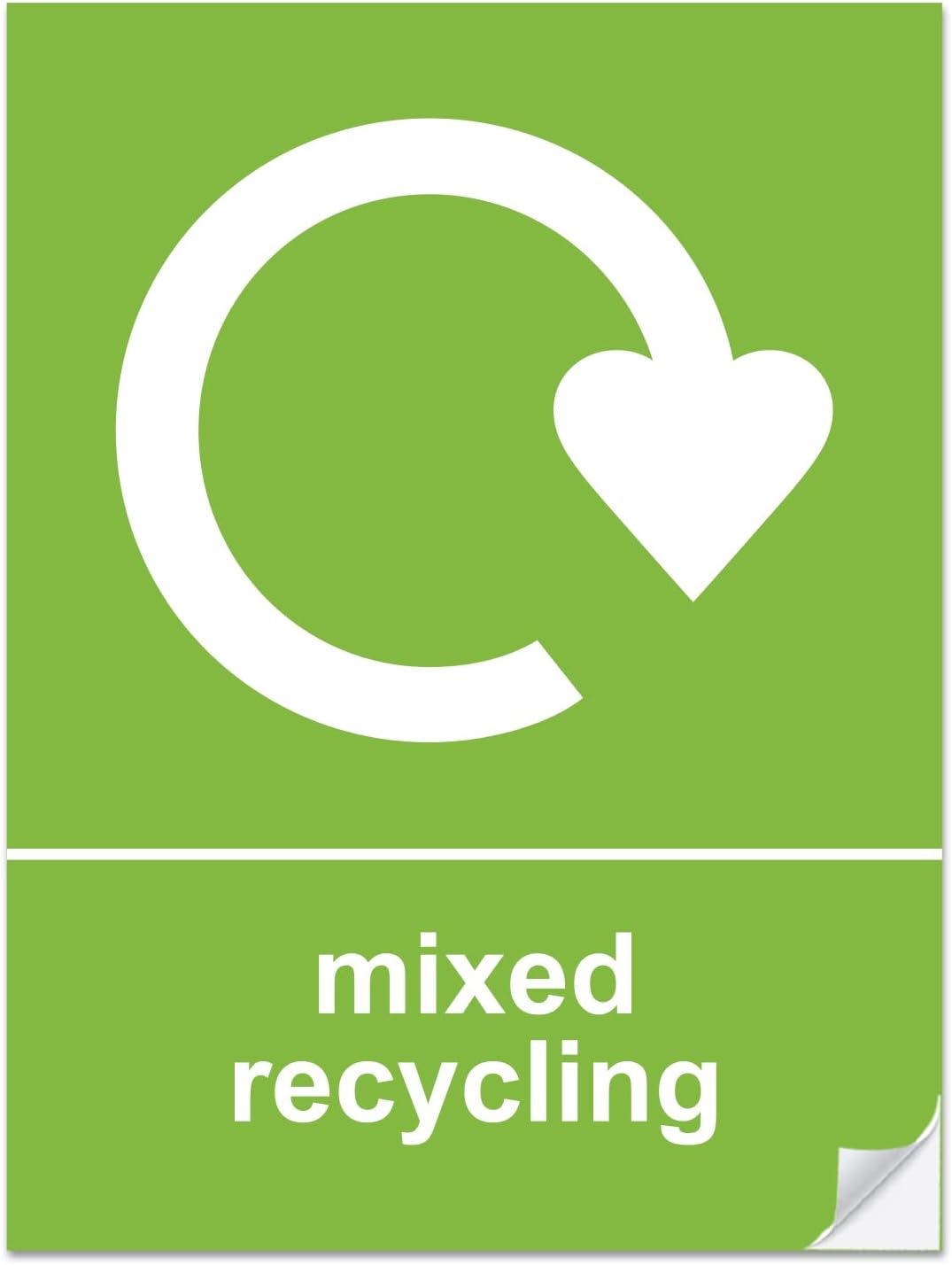 SAFESIGN Mixed Recycling Sign - Self Adhesive PVC Stickers - 150mm x ...