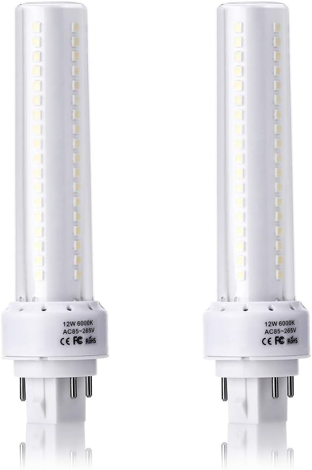 HengBo 2 Pack GX24 Led Light Bulb, 12W G24q/GX24q 4-Pin Base Lamp 6000K ...