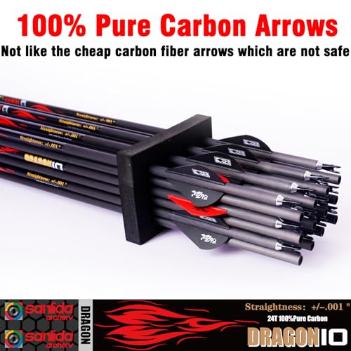 Sanlida Archery Dragon 10 Carbon Hunting Arrows 24Pcs 300 Spine and ...