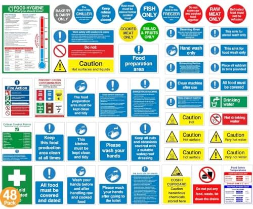 Complete Kitchen Safety Signs Set - 68 Pcs - Matte Self-Adhesive Vinyl ...
