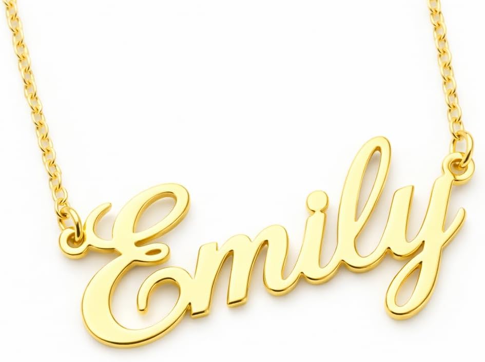 Amazon.com: 14K Solid Gold Custom Name Necklace, Dainty Personalized ...
