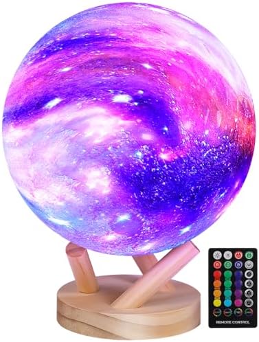 ZUNGGWOK Night Light Moon Lamp Galaxy Lamp 16 Colors LED 3D Moon Light ...