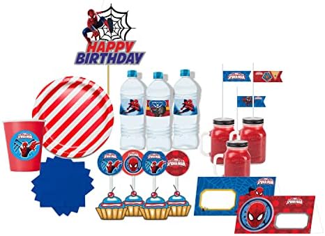 PRETTY UR PARTY Spider-Man Theme Tableware Package - 67 pcs include ...