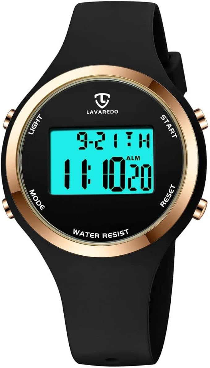 aswan watch Montre Digitale Femme avec Chronomètre, Eclairage, Alarme ...