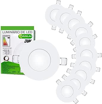 MEGALUZ Paquete 10, Plafon Led 3w Luminario Bote Empotrado Spot Delgado, Ahorro De Energía ...