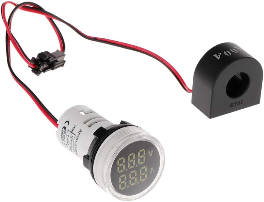 siwetg Digitaler Voltmeter, 22 mm, rund, AC, 50-500 V, 0-100 A ...