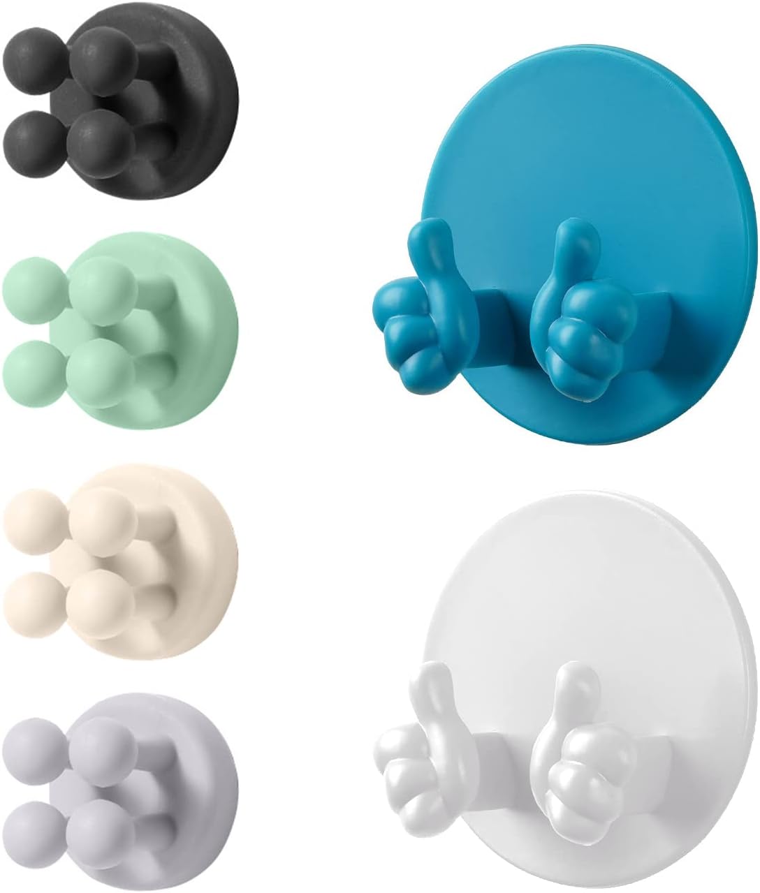 20 PACK Self Adhesive Hooks, Thumb Wall Hooks Adhesive Hooks Stick on Hooks Bathroom Hooks Cable ...