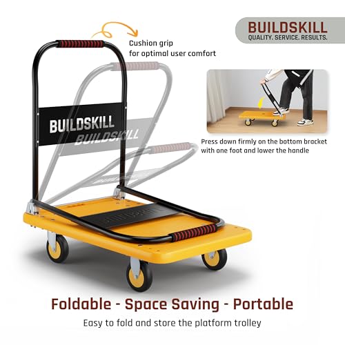 Buy BUILDSKILL 150kg platform trolley | 360° rotating TPR wheels | 68 ...