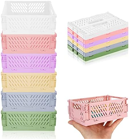 Lighterday 6pcs Collapsible Crates Storage Boxes,Plastic Stackable ...