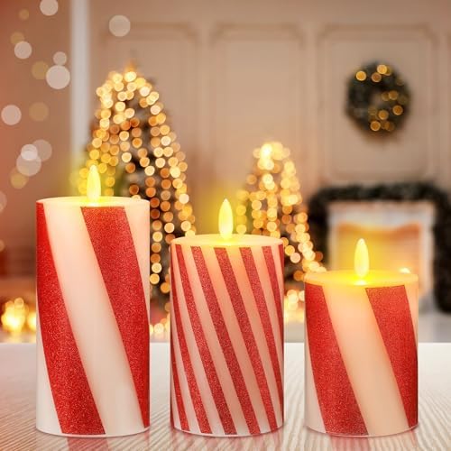 Amazon.com: 3 Pcs Christmas Flameless LED Candy Cane Candles - Xmas ...