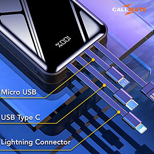 Callmate 20000mAh Power Bank, 15W Fast Charging| Buit-in 4-in-1 Cables ...