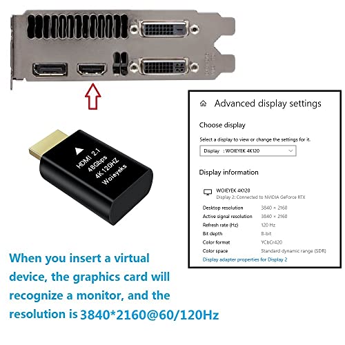Woieyeks 4K 120Hz HDMI 2.1 Dummy Plug,Virtual Display Emulator,Headless ...