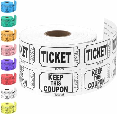 Amazon.com : Tacticai 500 Raffle Tickets, White (8 Color Selection ...