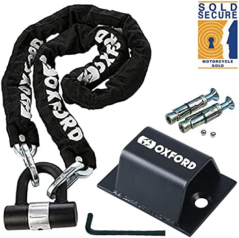 Oxford Brute Force Motorcycle Security Ground Anchor + 1.8m Chain Lock ...