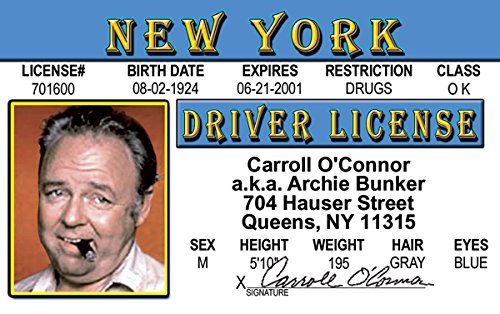 Buy Archie Bunker Aka Carroll O'connor Novelty Drivers License / Fake I ...