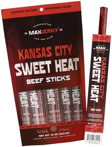 Amazon.com: MaxJerky Kansas City Sweet Heat Beef Sticks- High Protein ...