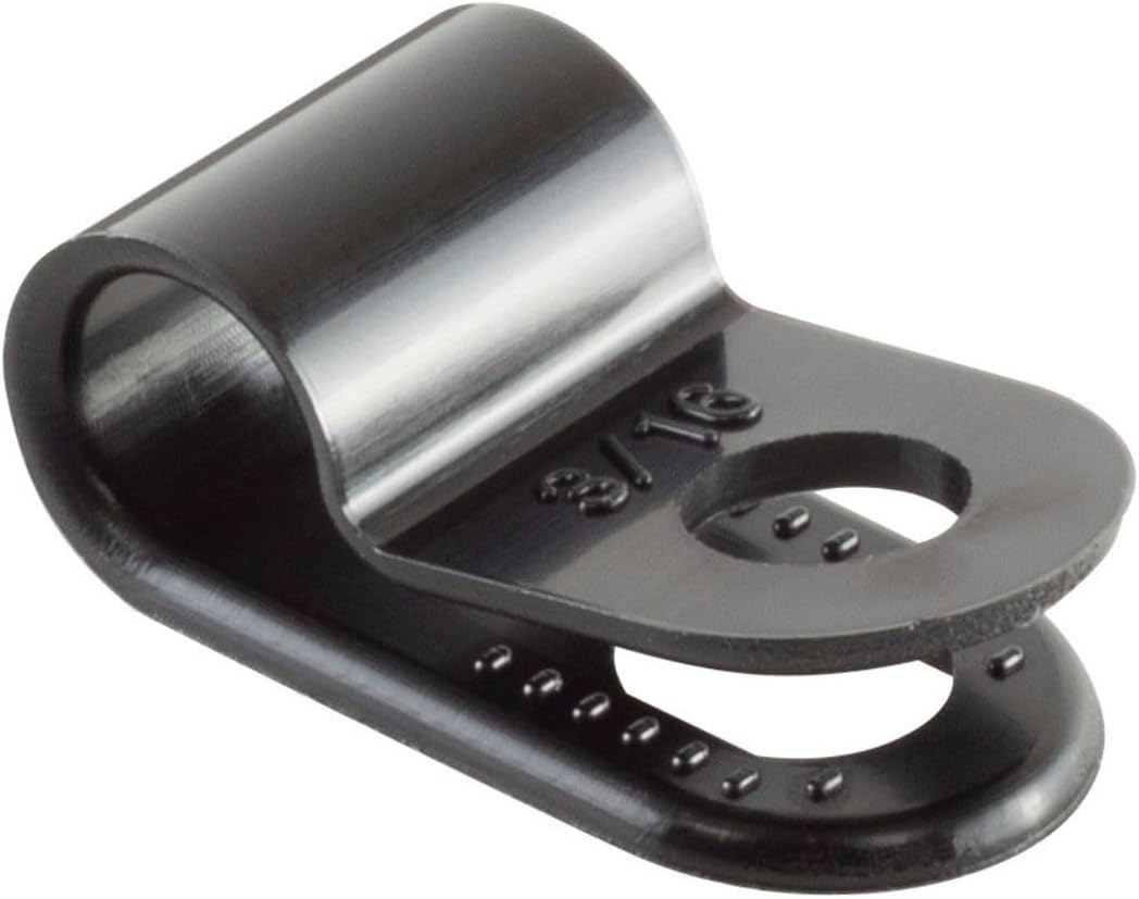 GTSE 100 Pack of Black Nylon P-Clips, 5.0mm (3/16”) Diameter, Plastic ...