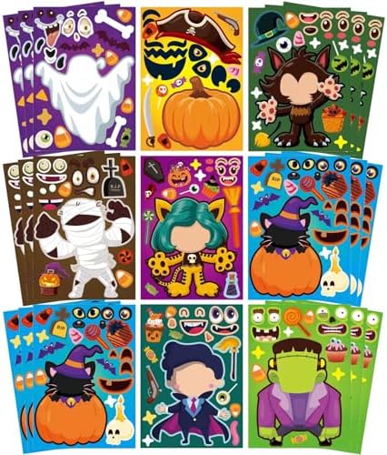 Amazon.com: JOYIN 45 Pcs Halloween Make a Face Stickers, Halloween ...