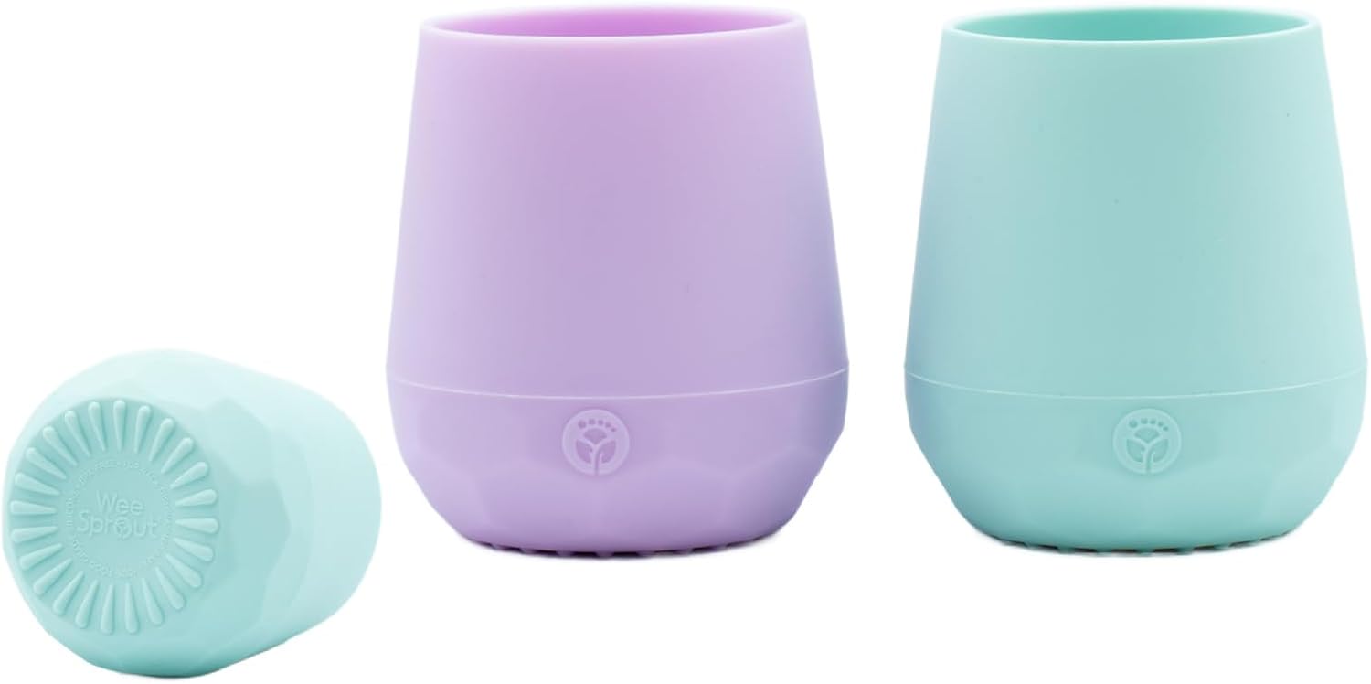 Amazon.com : WeeSprout Silicone Baby Training Cups - Set of 2 Soft ...