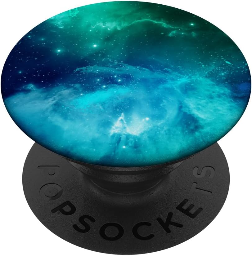 Amazon.com: Space Nebula Galaxy Aqua Blue PopSockets PopGrip: Swappable ...