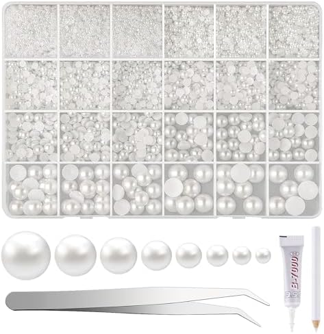 Amazon.com: KEJUEEB HotfixHalf Pearls,Flatback Pearl Beads,Bottom with ...