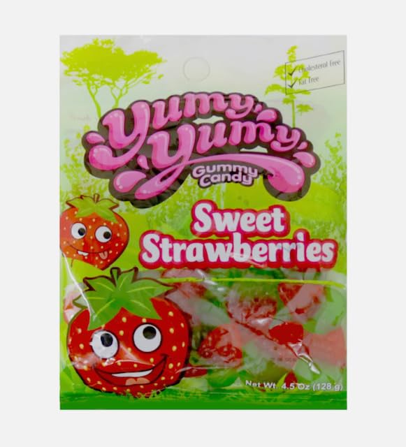 Amazon.com : Yummy Yummy Gummy Candy Sweet Strawberries NET WT 5 oz ...