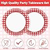 Amazon.com: Naozinebi 100pcs 7inch Red and White Plates Gingham ...