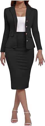 Women's 2 Piece Suit Skirt Set Business 2 Piece Suit Set Formal Long ...