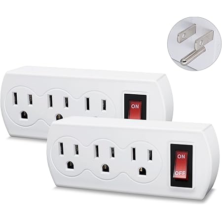 oviitech 3 Pack Grounded Outlet Wall Tap Adapter with On/Off Power ...