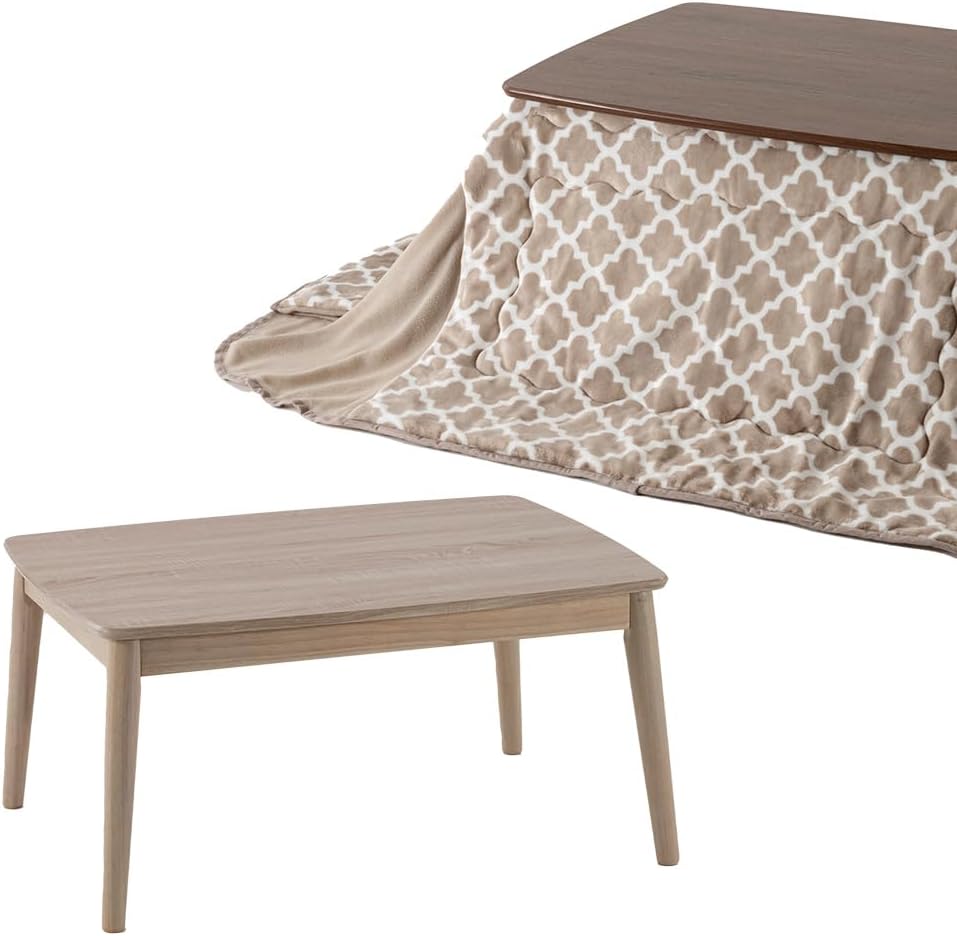 Amazon.co.jp: Kotatsu Set, 2-piece Set, Round Leg Design, Kotatsu Table ...