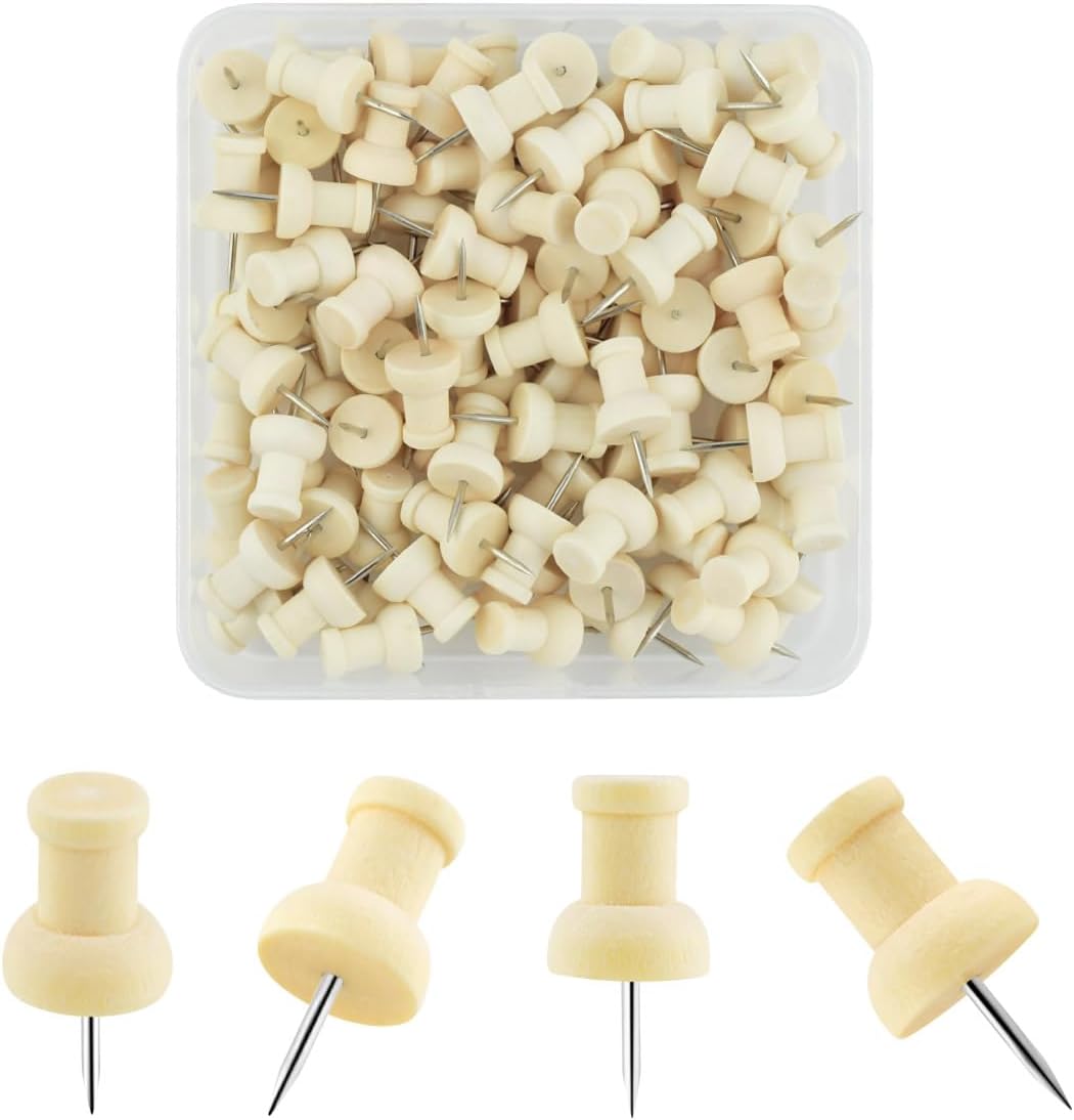 Amazon.com: 100 Pieces Decorative Wood Push Pins for Cork Board Wooden ...