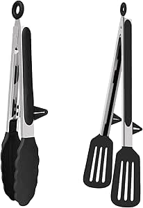 Hongtellor Pinze da cucina – Set di 2 pinze da cucina antiscivolo in ...