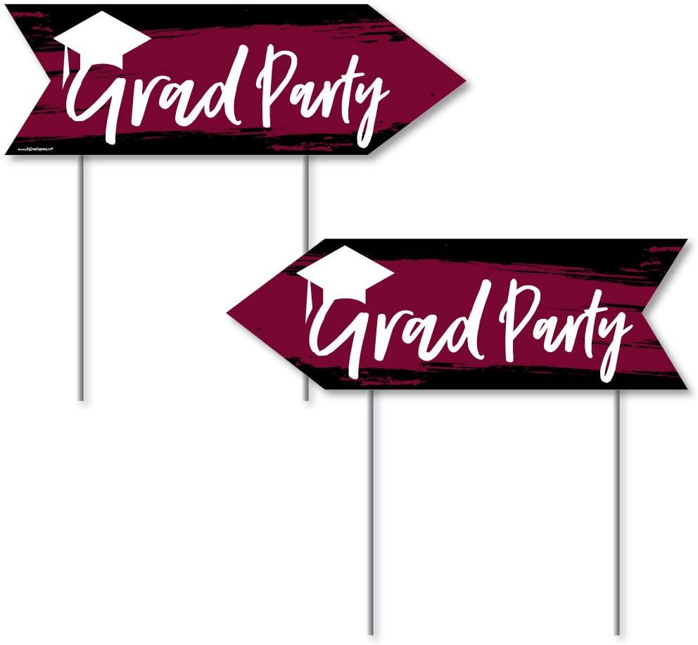 Amazon.com : Big Dot of Happiness Maroon Graduation Party Sign Arrow ...
