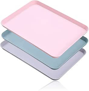 Plastic Cafeteria Serving Tray 3 Pcs Rectangular Fast Food Trays Iarge ...