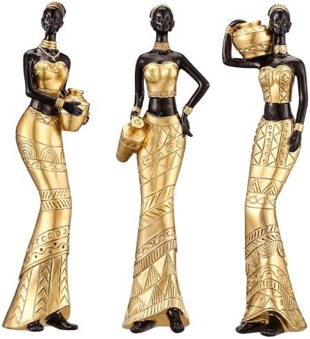 Amazon.com: 3 Pack African Art Sculptures- Vintage African Statues For ...