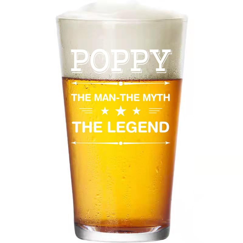 Amazon.com | CASUVEA Poppy Legend Beer Glass, Poppy Gifts for Grandpa ...