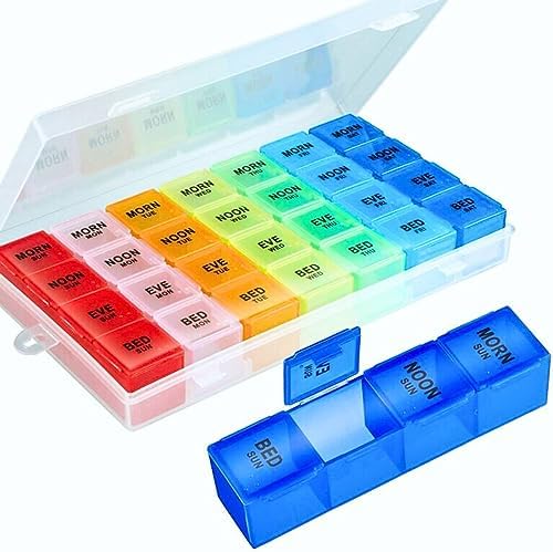 Amazon.com: Pill Organizer 4 Times a Day,Premium Weekly Pill Case ...