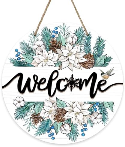 Amazon.com: Deroro Welcome Winter Snowman Blue Front Door Sign, Buffalo ...
