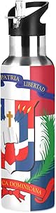 Amazon.com: Dominican Republic Flag Sports Water Bottle, Double Wall ...