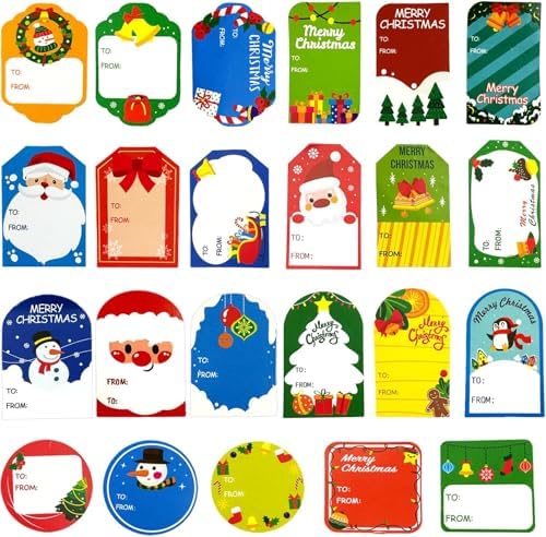 120 Pcs Christmas Labels Stickers Xmas Gift Sticker Sticky Labels Merry ...