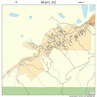 Large Street & Road Map of Miami, Arizona AZ - Printed poster size wall ...