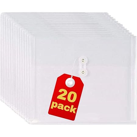 Amazon.com : FANWU 12 Pack Plastic Letter Size Envelopes with Button ...