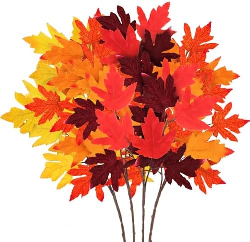 Amazon.com: Sawowkuya 9 Pcs Fall Maple Leaves, Artificial Autumn Leaves ...