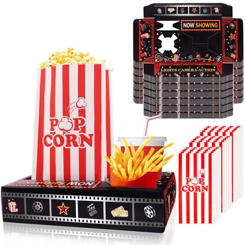 JOINSI 51PCS Movie Night Snack Trays with Popcorn Bags, - Want It All