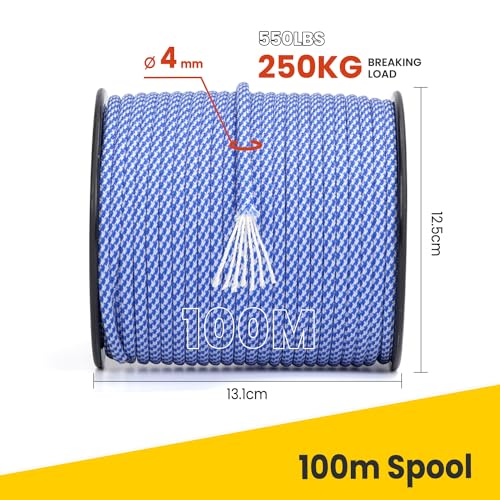 Brotree 4mm Paracord 550 Nylon Rope 100M 7 Strands Type III Parachute ...