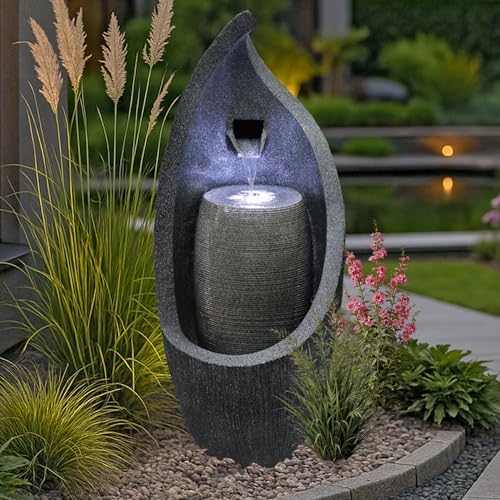 Moderner Gartenbrunnen Mit Led Beleuchtung 83 Cm Zimmerbrunnen